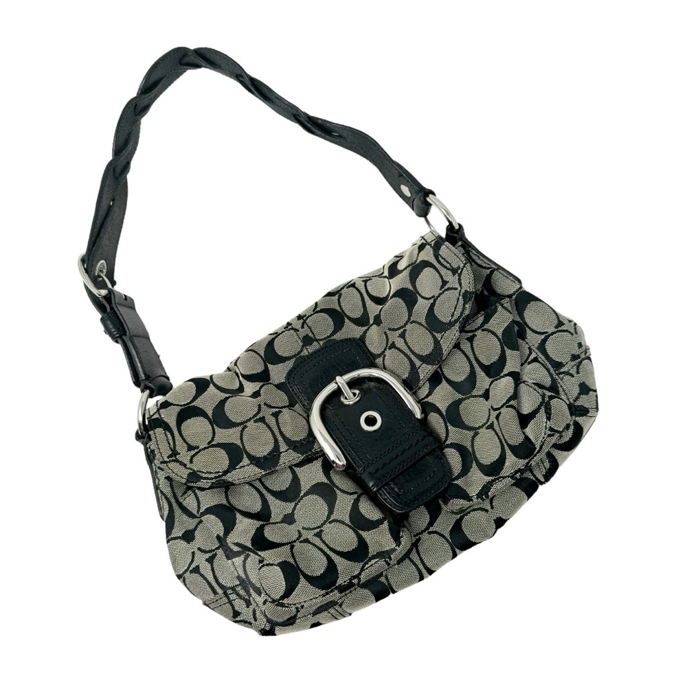 Coach Vintage Y2k Canvas Leather Shoulder Bag Gray Bl… - Gem